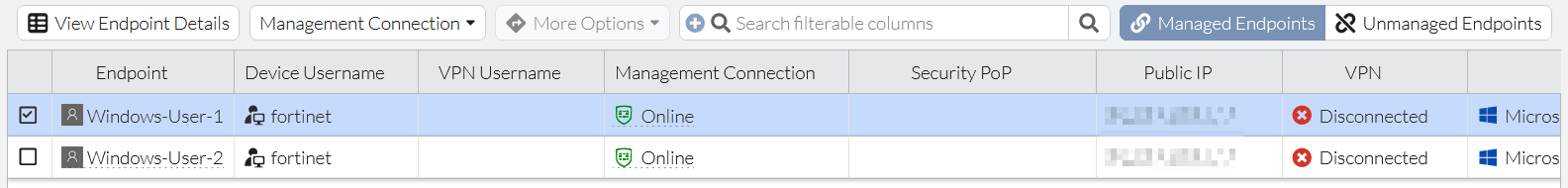 Managed Endpoints | FortiSASE 23.4.31 | Fortinet Document Library
